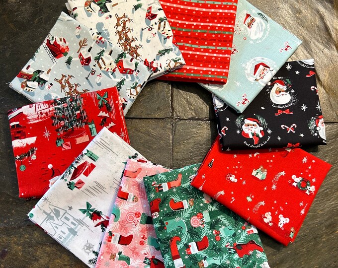 Twas 10 Piece Mini Fat Quarter Bundle Riley Blake, Mid Century Retro ...