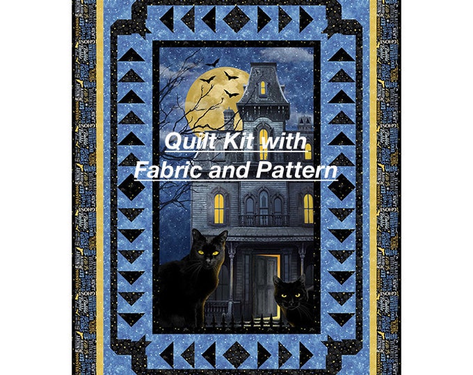 Cats & Bats Quilt Kit With Fabric and Pattern for 47x65'' Quilt Top ...