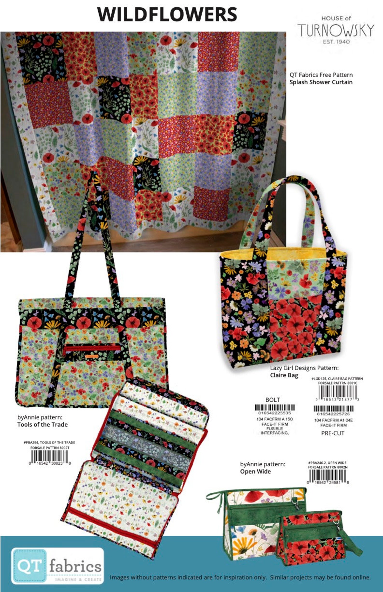 Green Tossed Flowers Cotton Fabric Wildflowers Turnowsky QT - Etsy