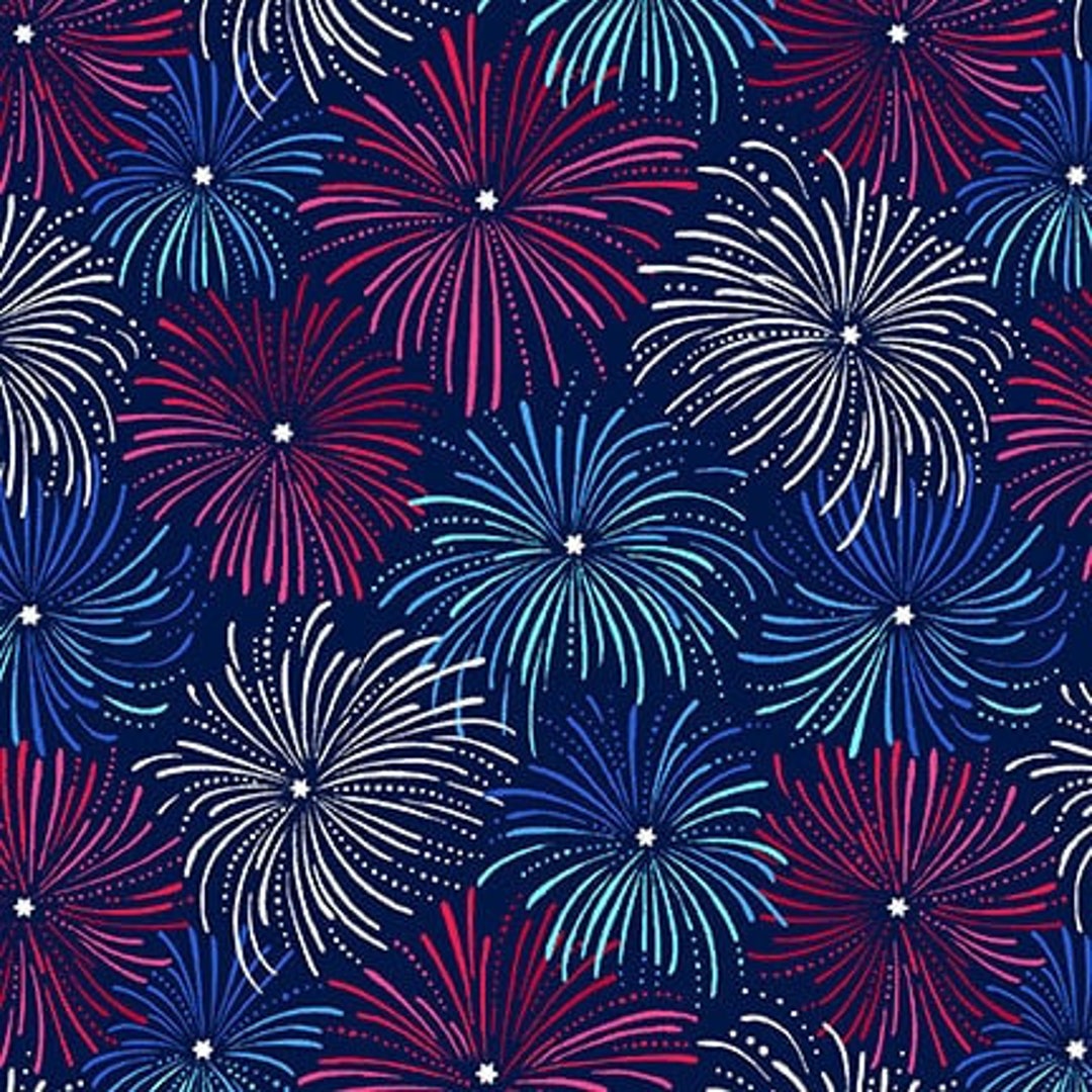 Fireworks Cotton Fabric, Liberty for All 649-78 Jessica Mundo Henry ...