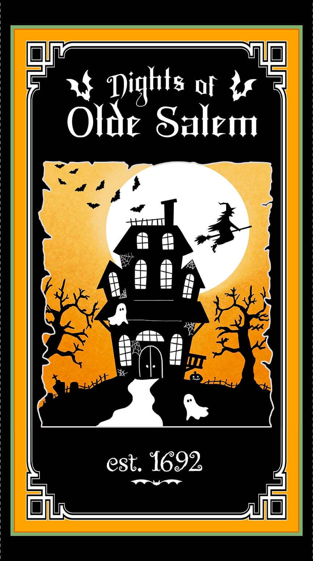 Main Witch Panel Glow in the Dark Cotton Fabric, Nights of Olde Salem ...