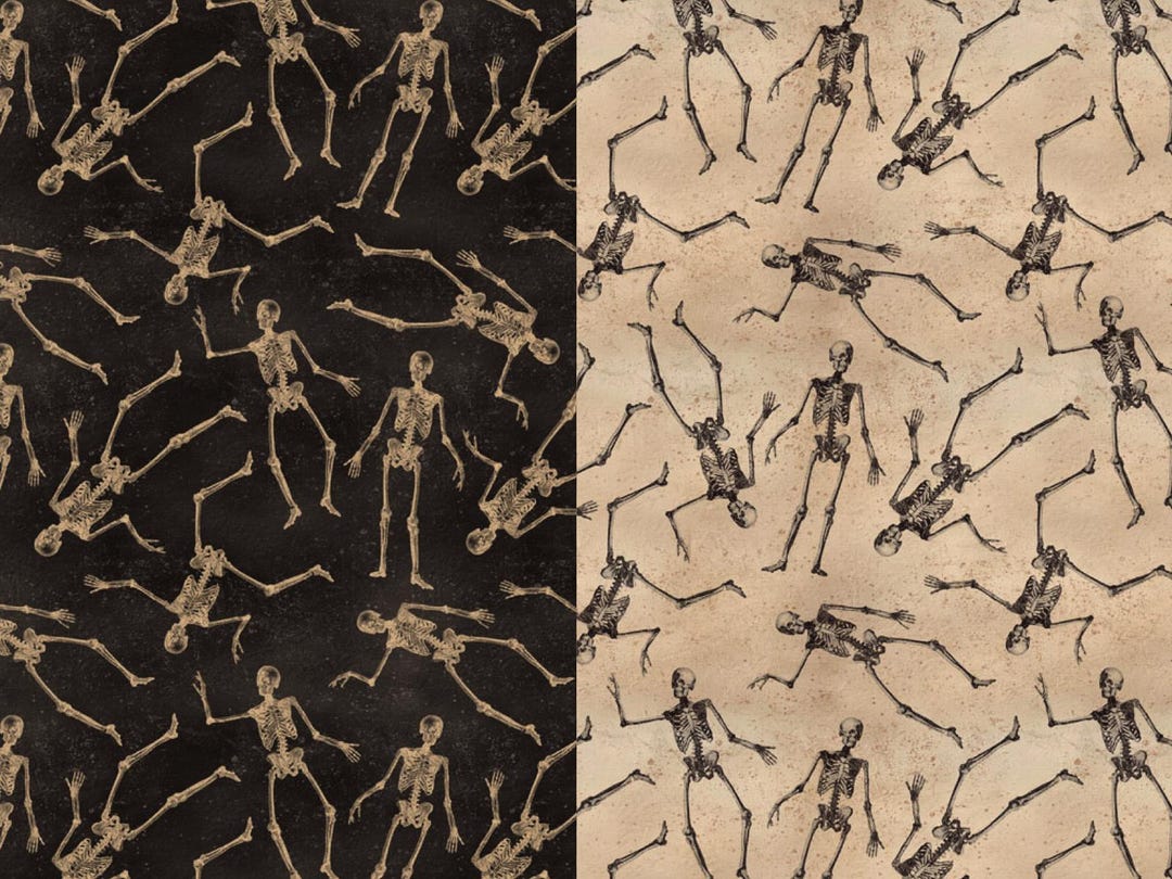 Skeletons Cotton Fabric, Gothic Halloween Y4440, Dan Dipaolo ...