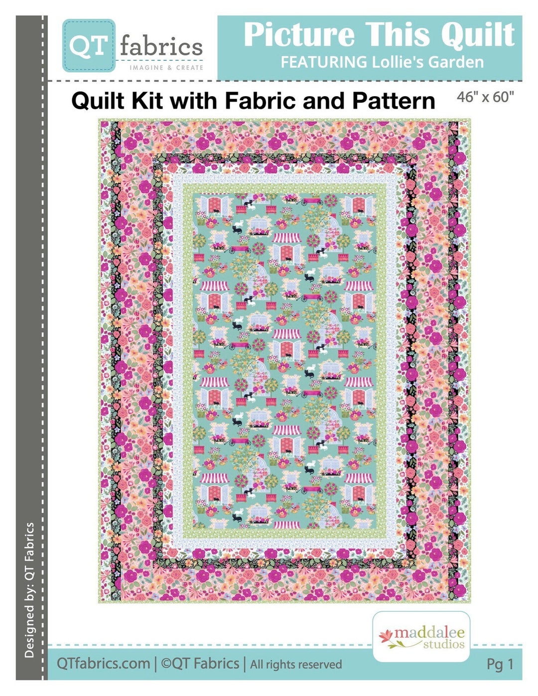 Lollie's Garden Quilt Kit With Fabric and Pattern for Quilt Top ...