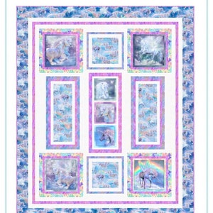 Unicorn Panel Cotton Fabric Unicorn Mystique 29210X QT Fabrics, 1 Yard ...