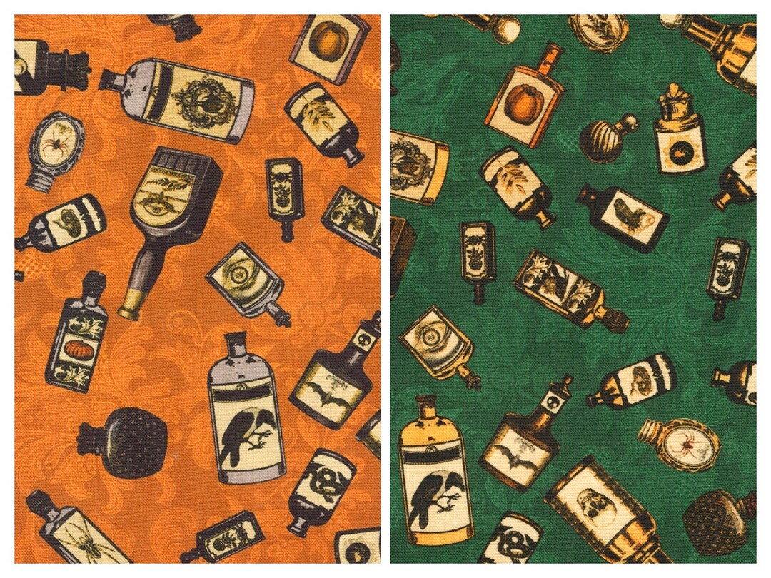 Potion Jars Bottles Cotton Fabric, Dreadful Delights 22476 Robert ...