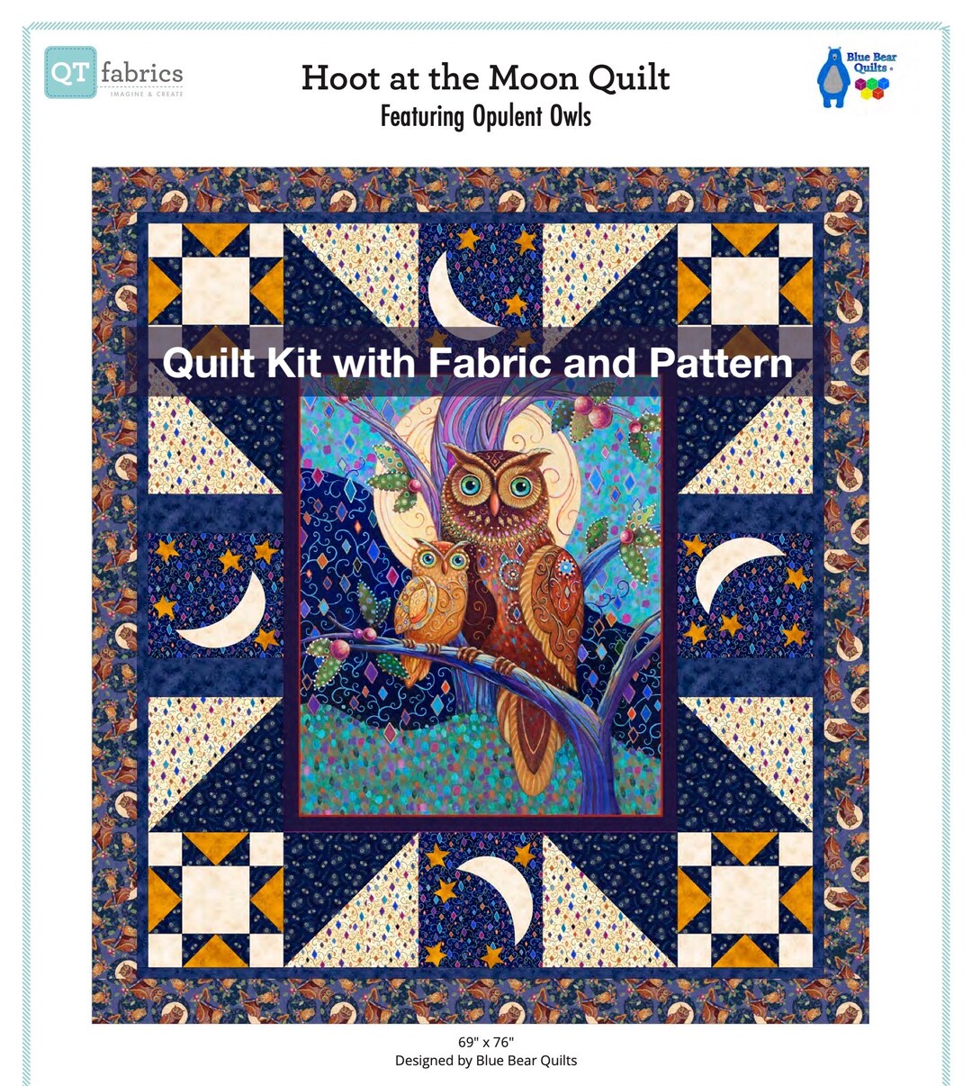 Hoot at the Moon Quilt Kit With Fabric and Pattern for 69x76 Quilt Top ...