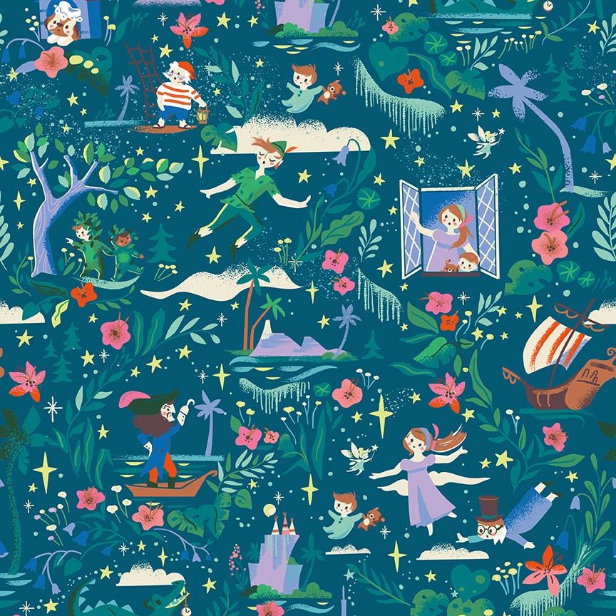 10 Pc Forever Neverland Fat Quarter Bundle W/optional 24" Panel, Riley ...