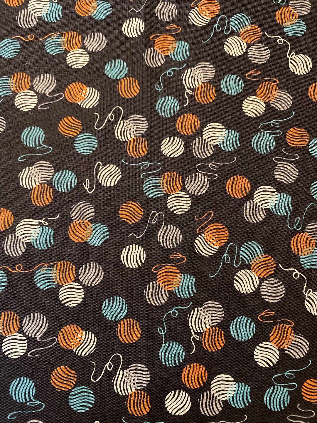 Black Yarnball Toss Cotton Fabric Purrfect Partners, 68563-929 Anne ...