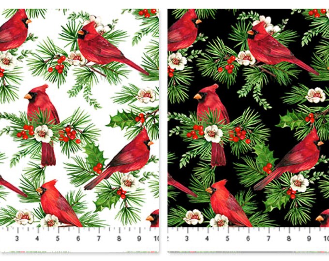Cardinals Cotton Fabric, Red Cardinal Christmas Deborah Edwards ...