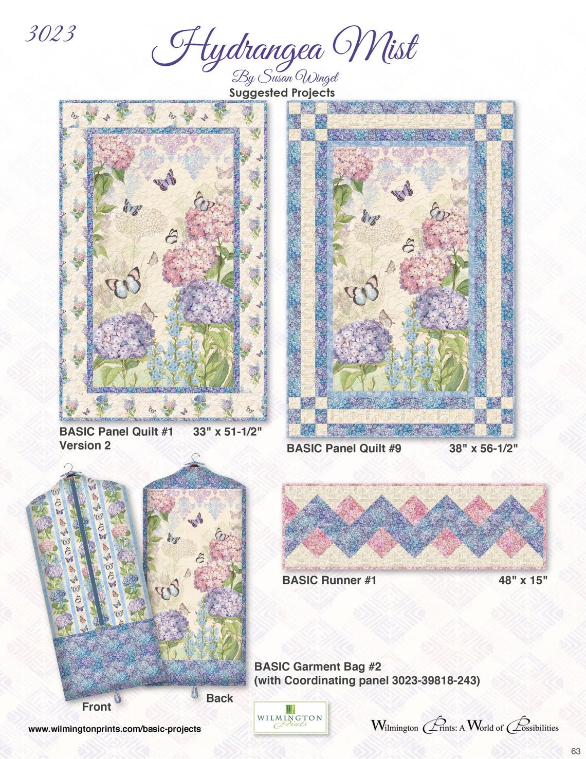 Hydrangeas Monograph Cotton Fabric Hydrangea Mist 39821 Susan Winget ...