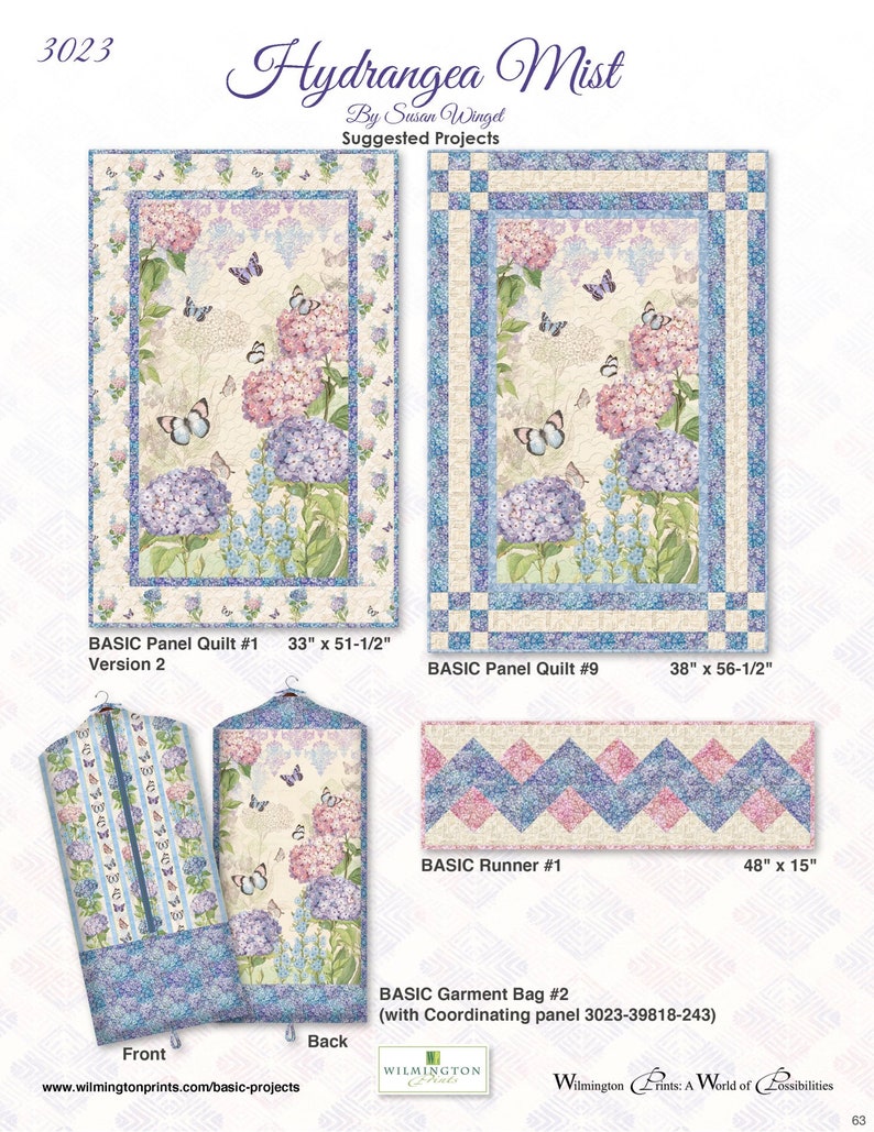 Hydrangeas Monograph Cotton Fabric Hydrangea Mist 39821 Susan Winget ...