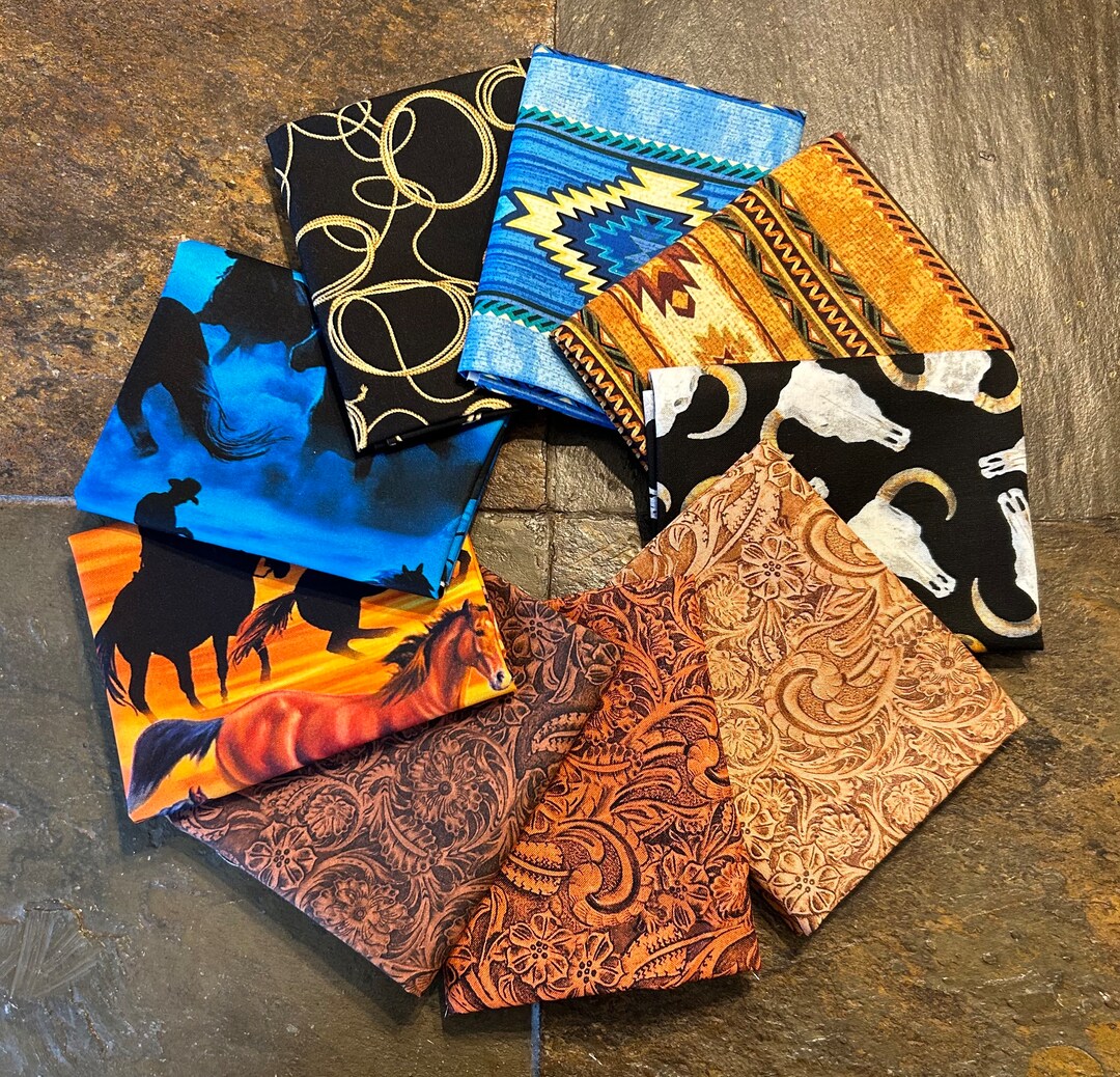 9 Pc Big Sky Country Fat Quarter Bundle, Michael Miller Western Cowboy ...