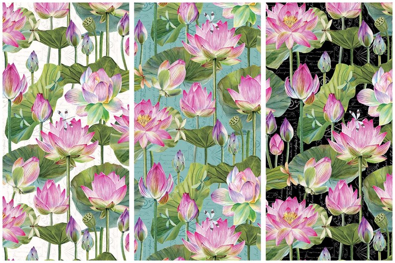 Water Lilies Feature Floral Cotton Fabric Northcott - Etsy