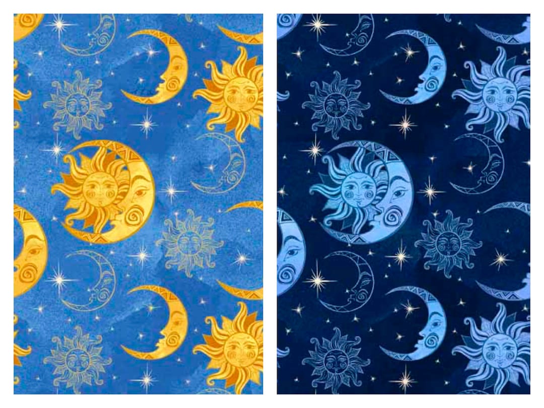 Sun and Moon Cotton Fabric Celestial 29630 Kate Ward Thacker Ink Arrow ...