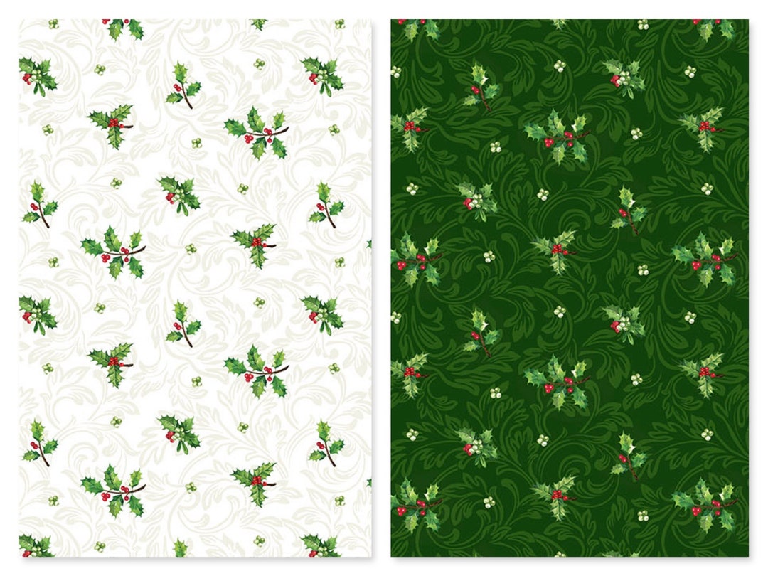 Mini Holly Cotton Fabric, Yuletide Traditions Deborah Edwards Northcott ...