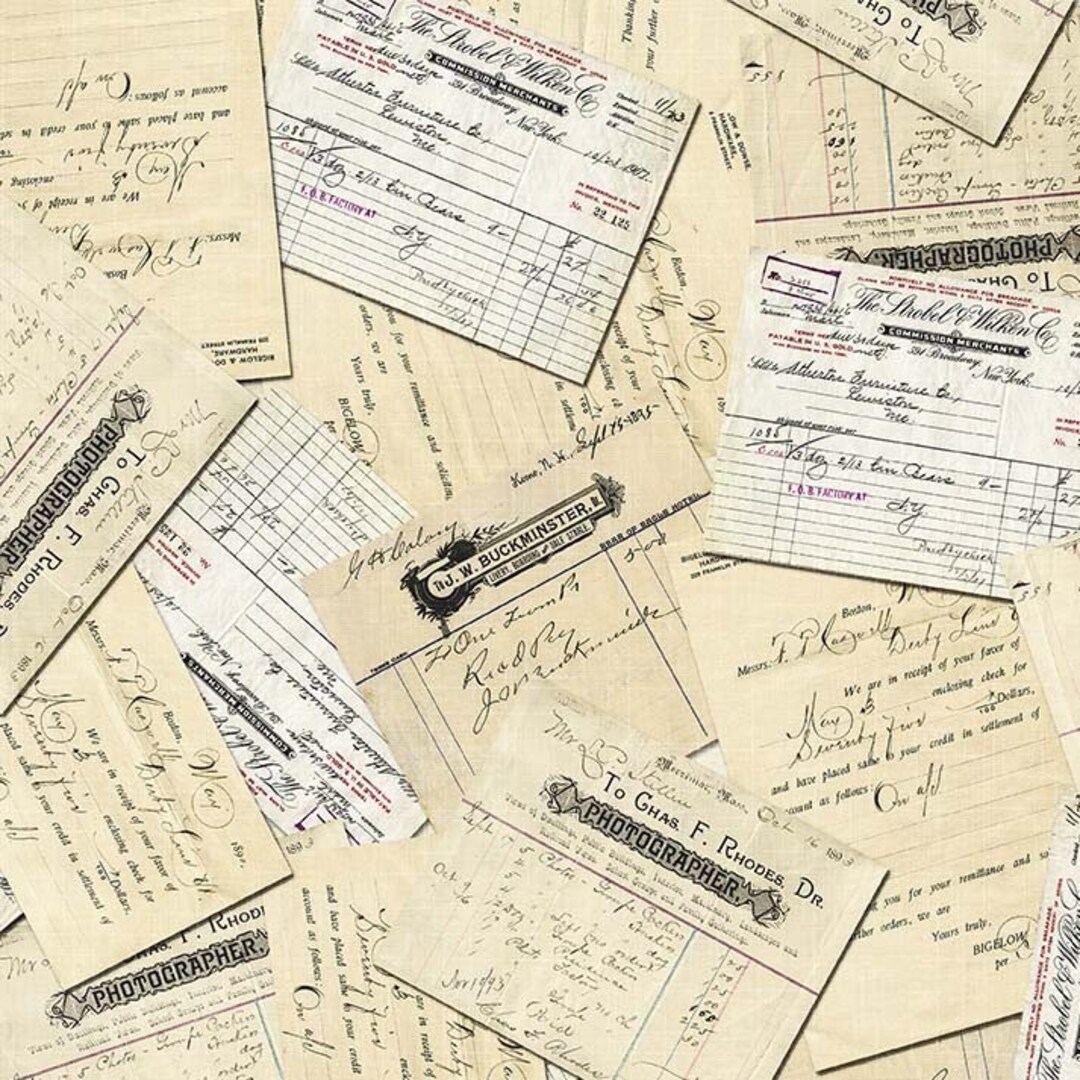 Old Receipts Cotton Fabric, Vintage Perfumery Michael Miller DCX11884 ...