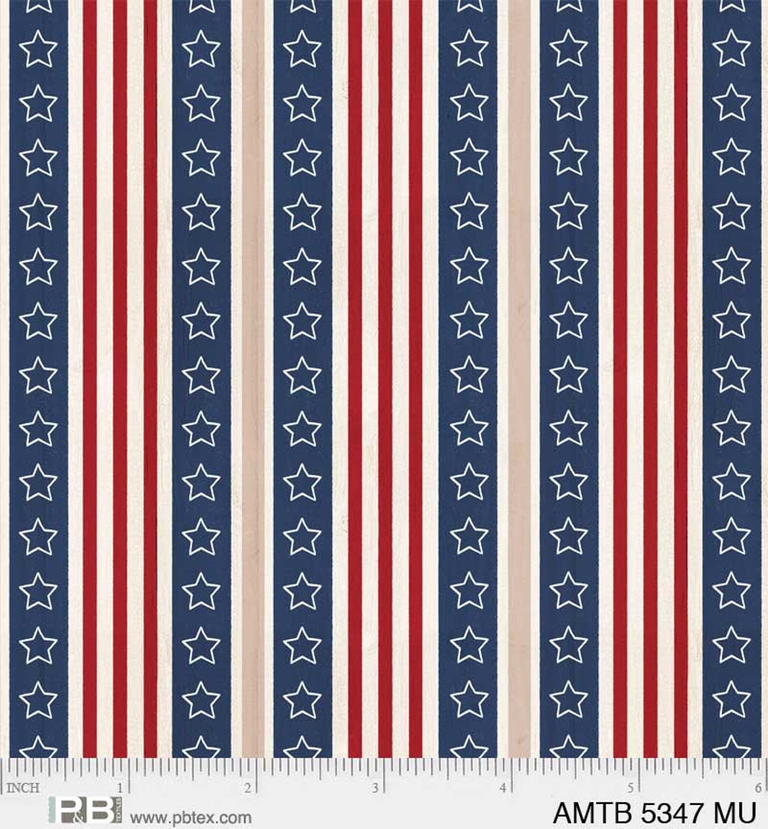 Star Stripe Cotton Fabric, 5347 America the Beautiful, Harris P&B ...