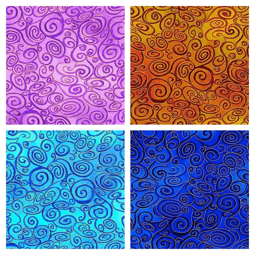 Swirly Scrolls Metallic Blender Cotton Fabric, Wings of Gold CM2610 Art ...