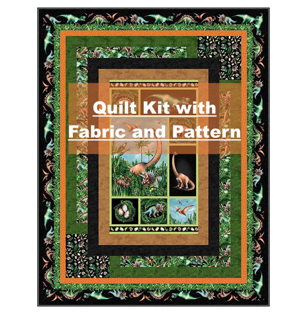 Dinosaur Time Quilt Kit With Fabric and Pattern for Quilt Top & Binding ...