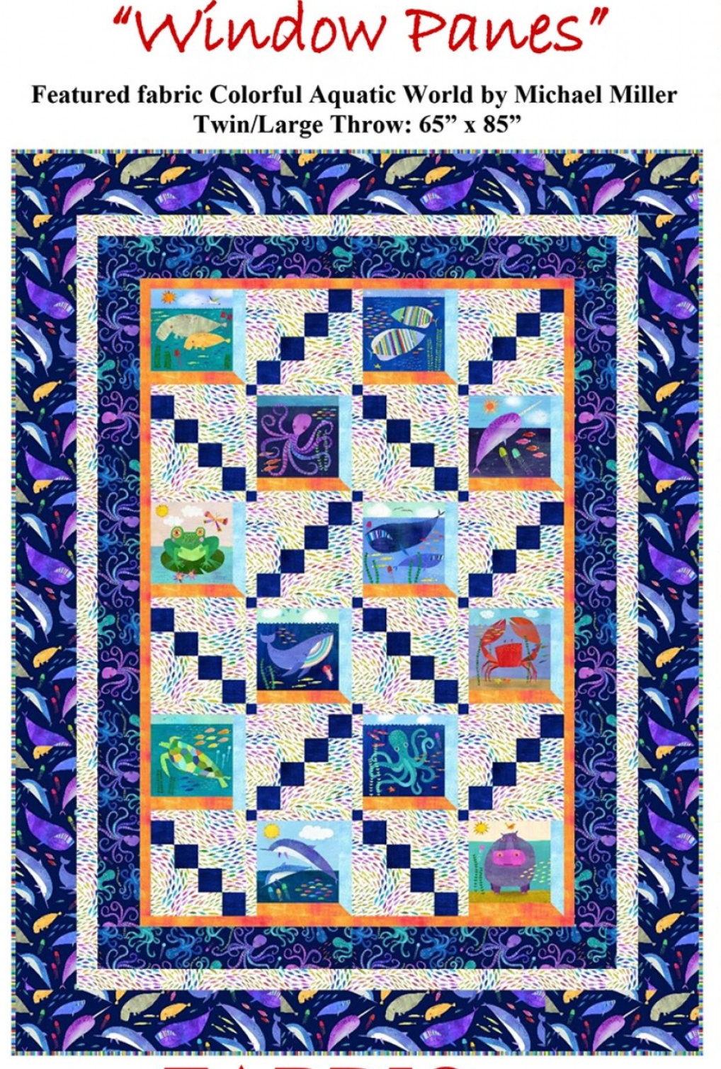 Explorer of the Sea Panel Cotton Fabric, Colorful Aquatic World ...