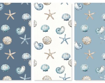Ocean Floor Cotton Fabric Blue Escape Coastal C14511 Riley Blake BTY FQ ...