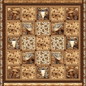 Cowboy Silhouette Panel Cotton Fabric, Cowboy Culture 3344P Urban ...