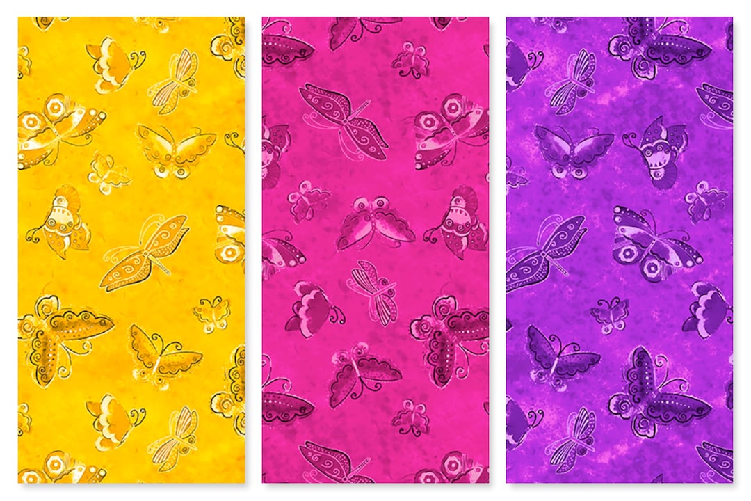 Flutterbyes Butterflies Cotton Fabric Kindred Canines Clothworks by the ...