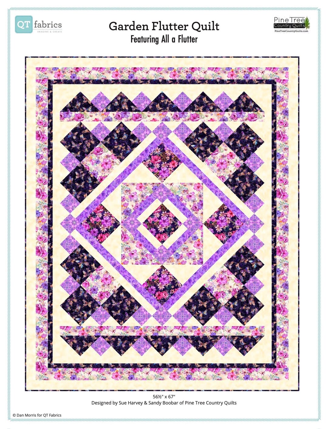 Garden Flutter Quilt Kit With Fabric and Pattern for 56 1/2x69 Quilt ...