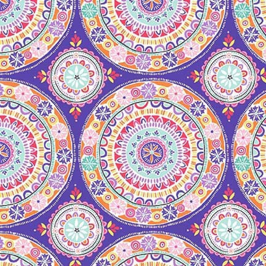 Decorative Dots Cotton Fabric, Elephant Cavalcade, CX10798 Michael ...