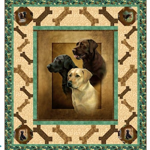Labrador Picture Panel Cotton Fabric, 30307A for the Love of Labs, 36 ...