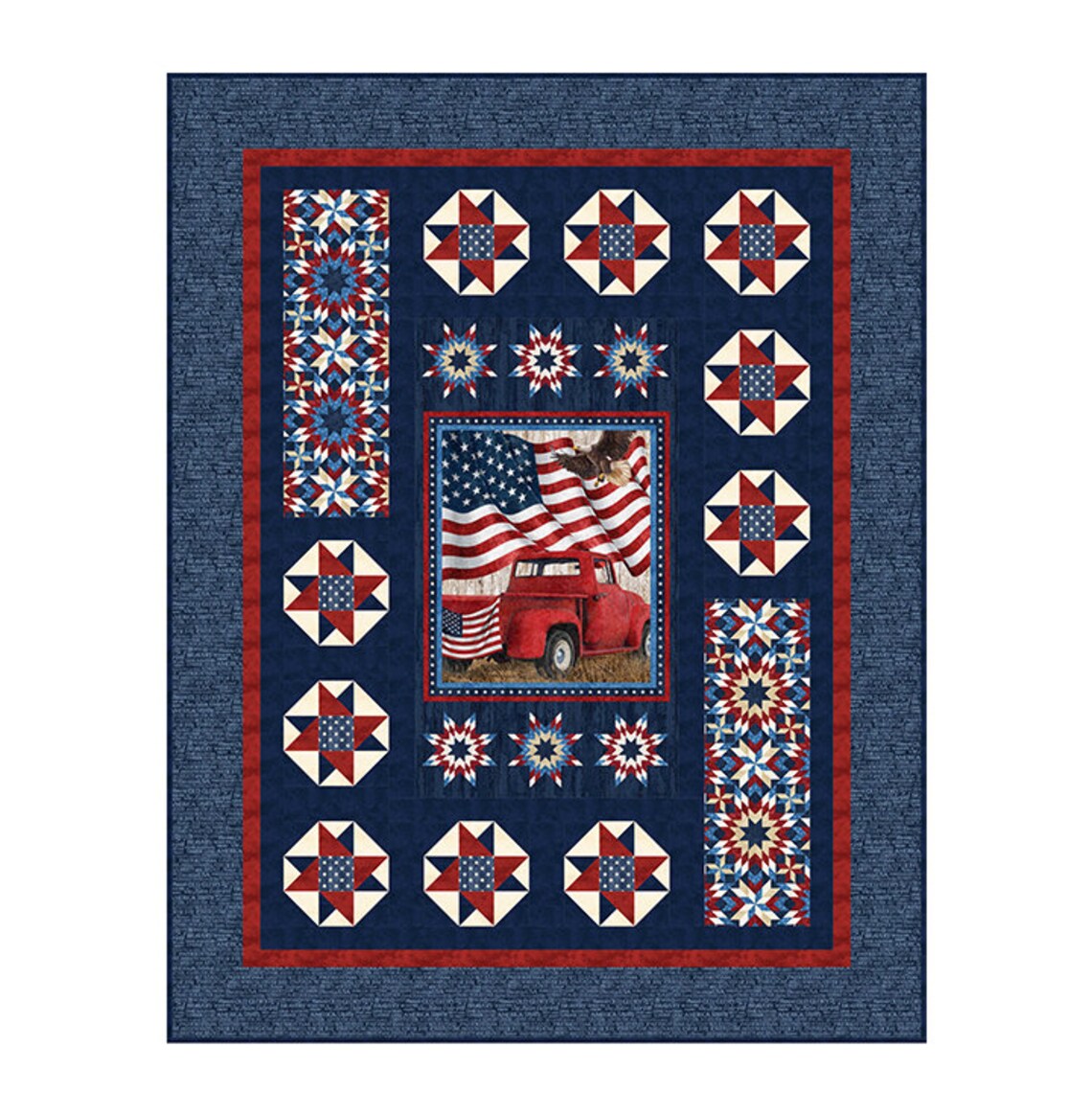 Red Trucks Cotton Fabric Stars and Stripes 11 DP25336 - Etsy