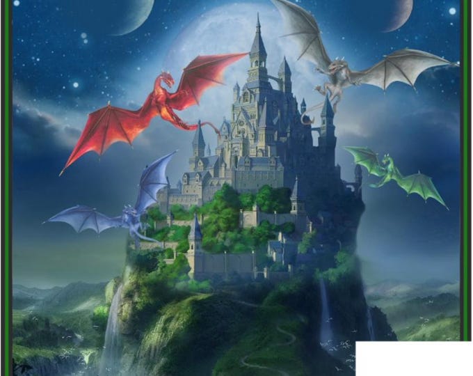 Dragon Castle Panel Cotton Fabric, 2035A Kennard & Kennard, K K Milvale ...