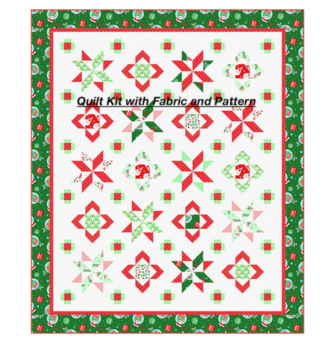 Jolly Holiday Quilt Kit With Fabric and Pattern for 73x73 Quilt Top and ...