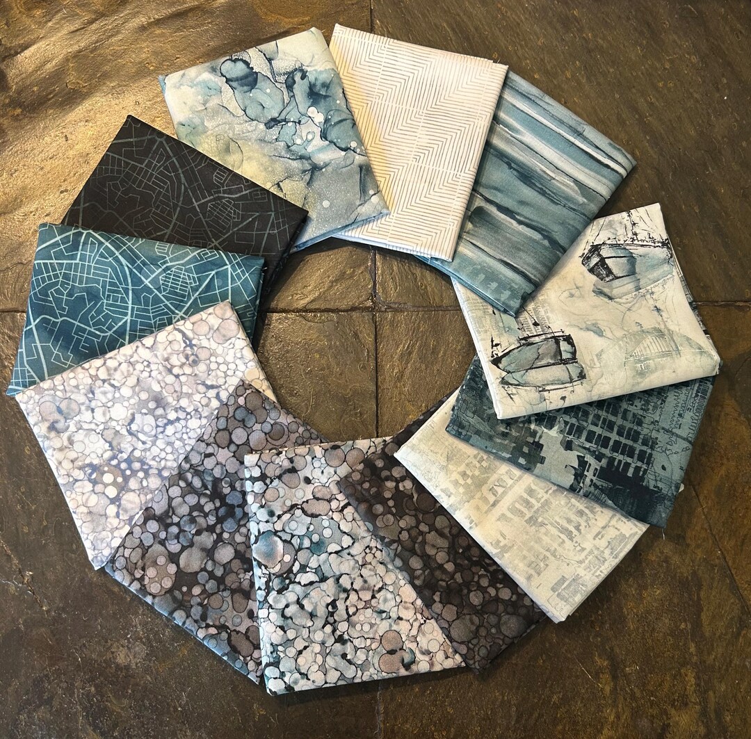 12 Pc City Harbor Fat Quarter Bundle W/optional 32" Panel, Deborah ...