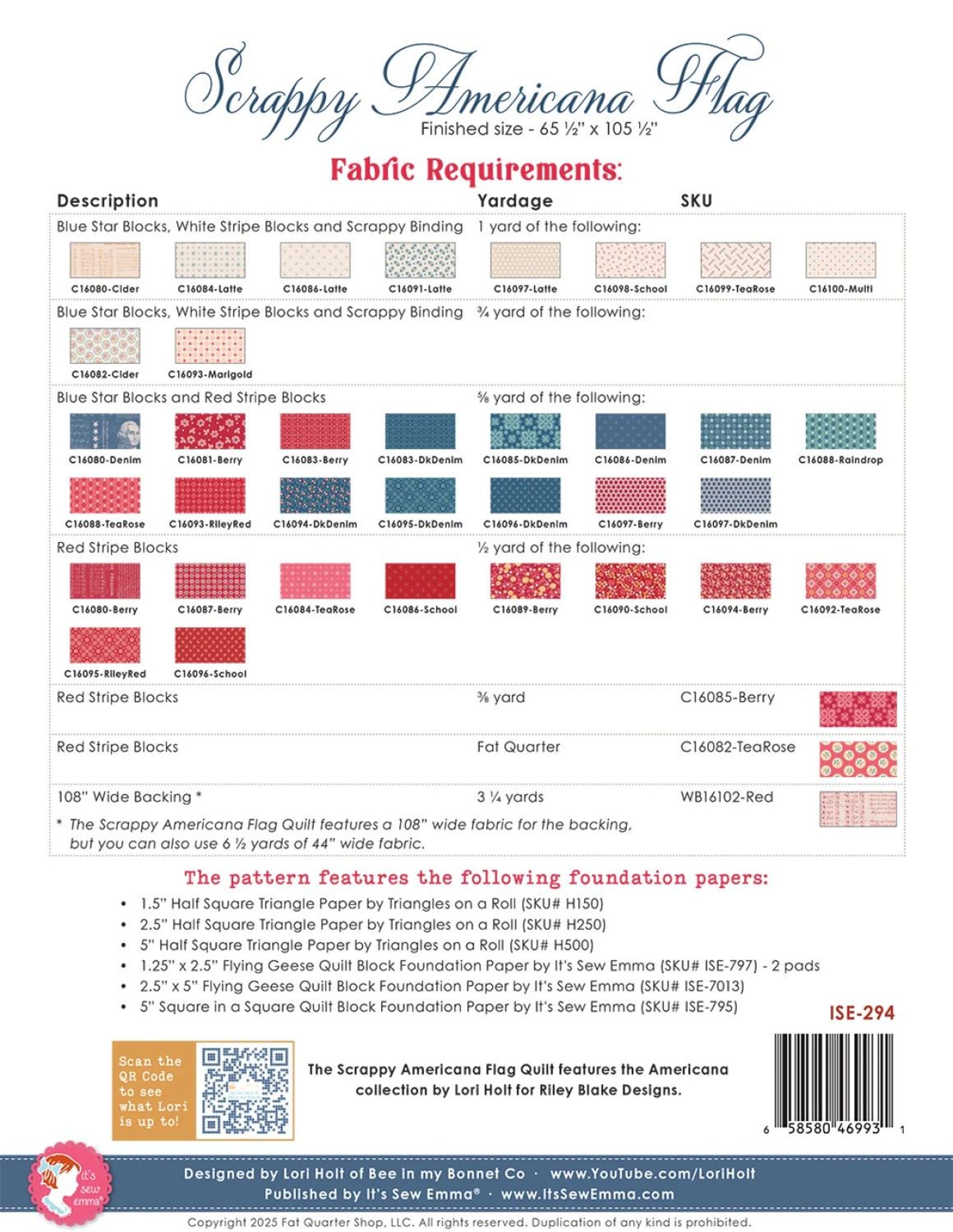 Scrappy Americana Pattern, Lori Holt Bee in My Bonnet, Patriotic Quilt ...