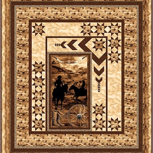 Cowboy Silhouette Panel Cotton Fabric, Cowboy Culture 3344P Urban ...