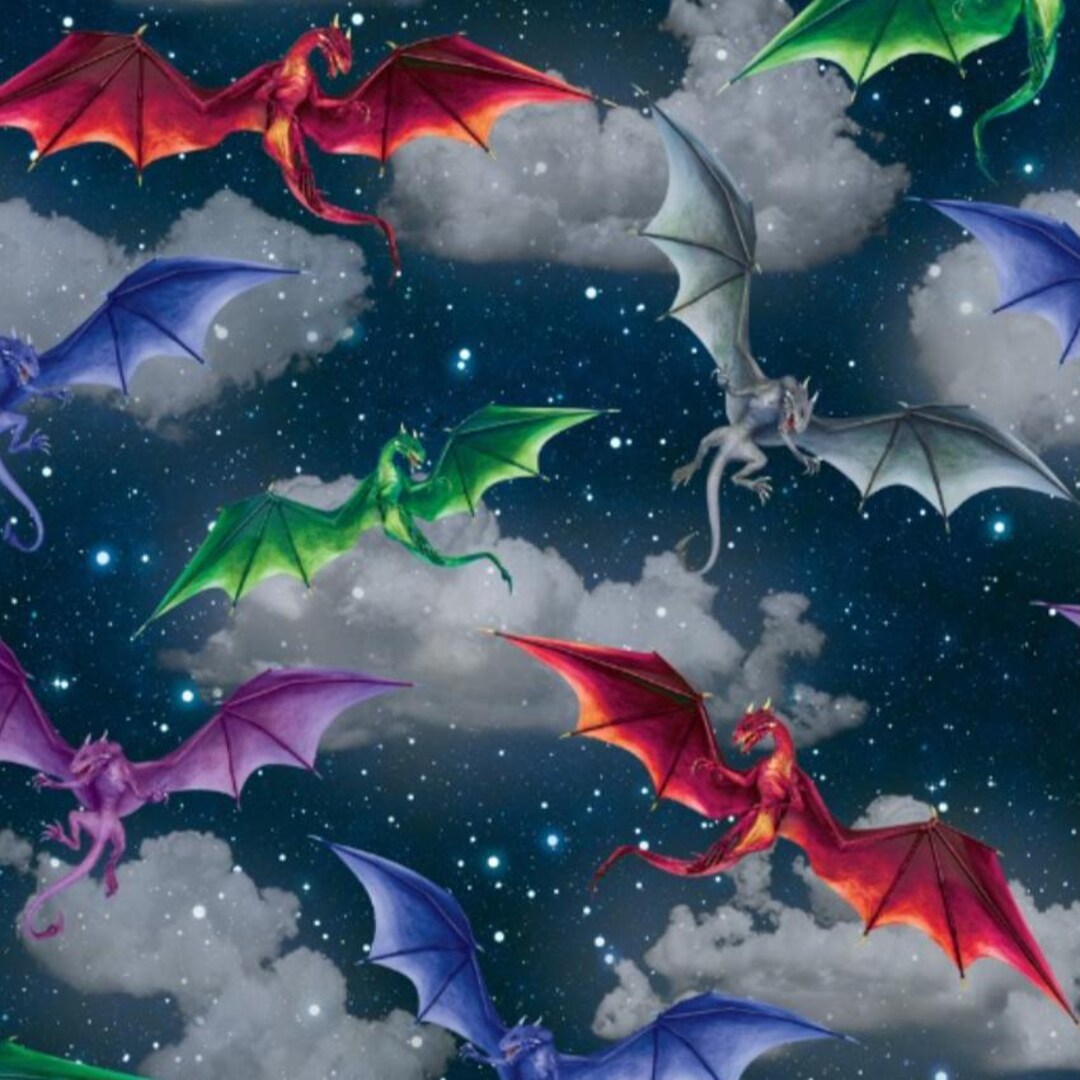Dragons Cotton Fabric, 2035D Kennard & Kennard K K Milvale Design FQ ...