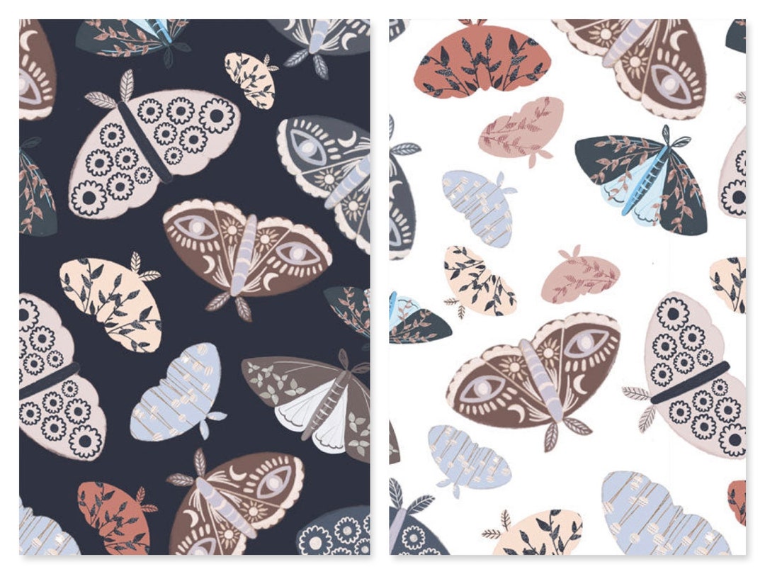 Tossed Moths Cotton Fabric Fawn'd of You 05107 Christmas Holiday P ...
