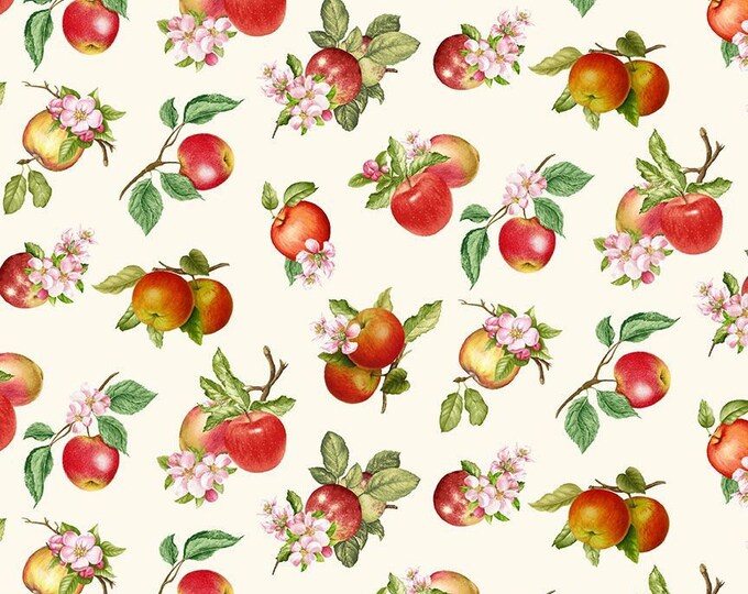 Apples With Leaves Cotton Fabric, Orchard Valley Timeless Treasure ...
