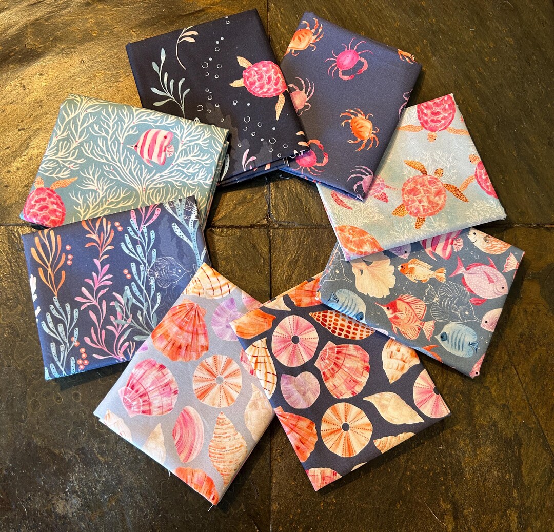 8 Pc Coral Coast Fat Quarter Bundle, Sarah Knight, Dashwood, Pastel ...
