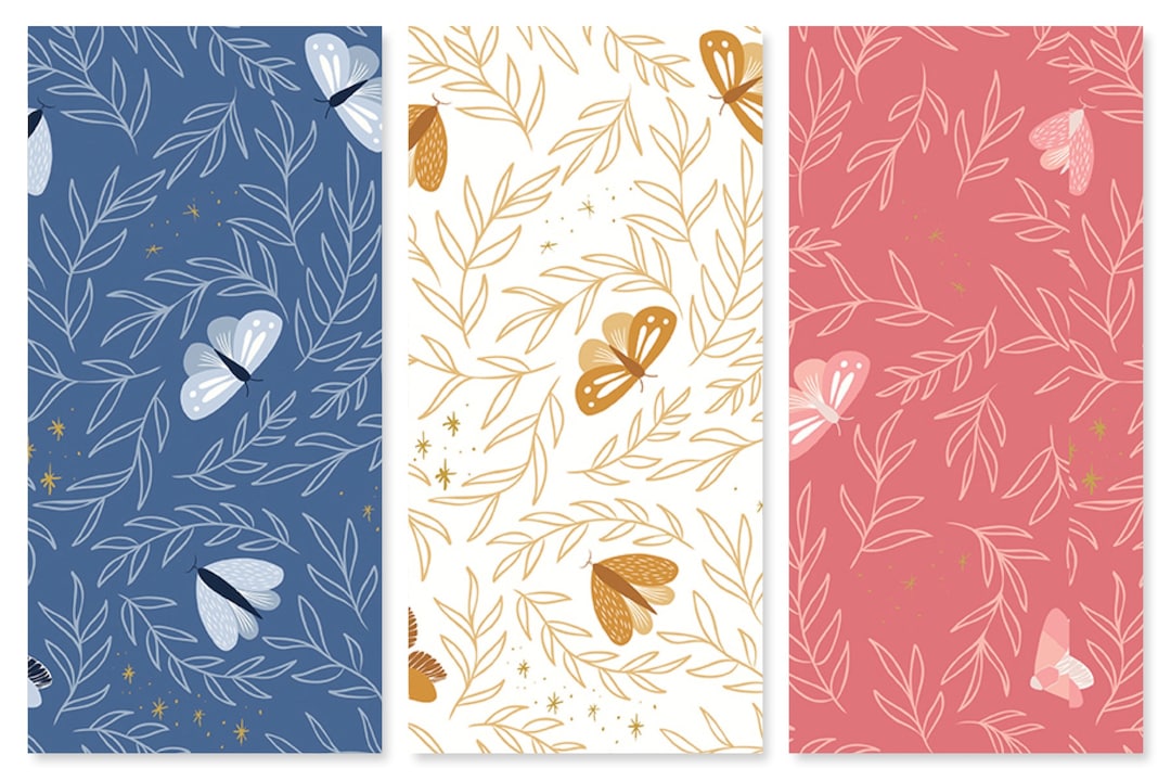 Moths Cotton Fabric 13821, Moonchild Fran Gulick Riley Blake, Gold ...