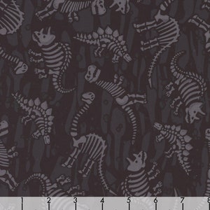 Black Dinosaurs Fossils Cotton Fabric CD2428 Timeless Treasures FQ Fat ...