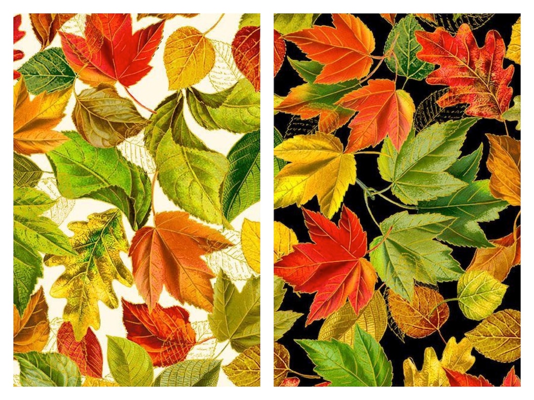 Metallic Fall Leaves Cotton Fabric, Fall is in the Air CM2803 Timeless ...