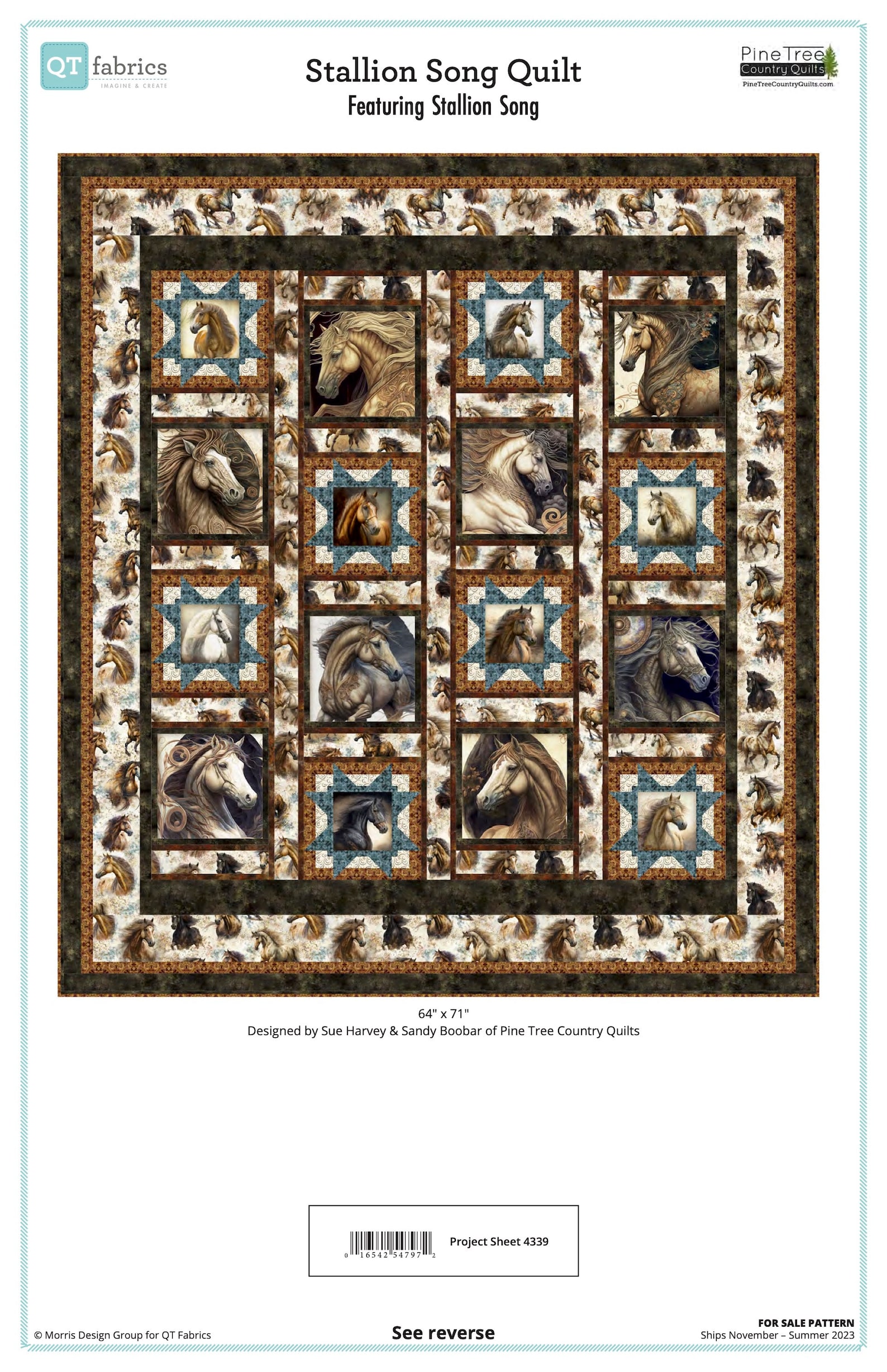 Large Horse Picture Patches Panel Cotton Fabric, 29934 Stallion Song ...