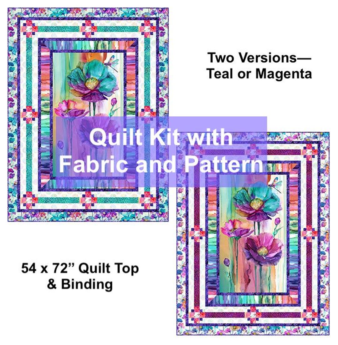 Dragonfly Flower Quilt Kit With Fabric and Pattern for Quilt Top ...