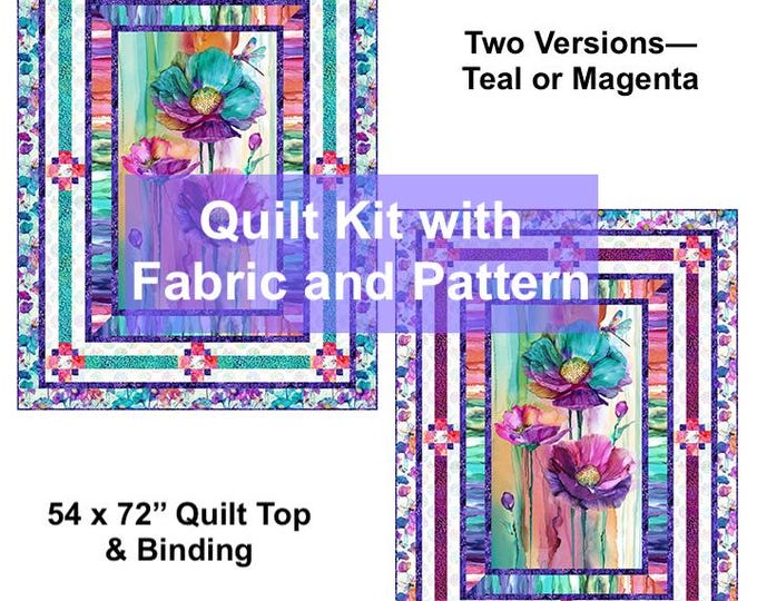 Dragonfly Flower Quilt Kit With Fabric and Pattern for Quilt Top ...