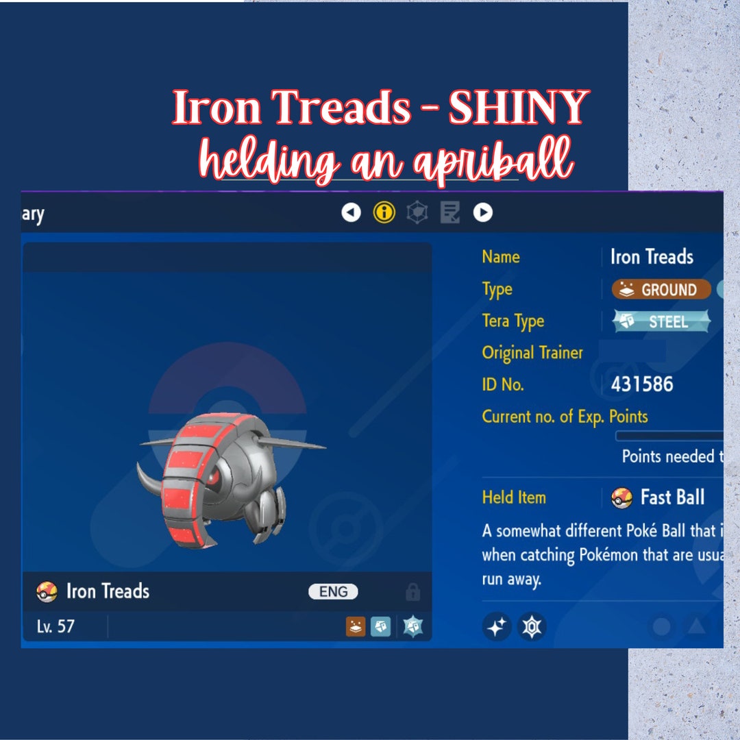 Iron Treads SHINY Pokemon / Pokemon Scarlet and Violet / Held Item ...