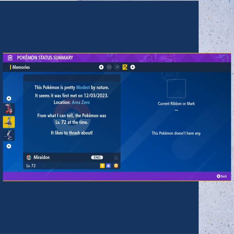 Miraidon NON SHINY Pokemon / Pokemon Scarlet and Violet / Held Item ...