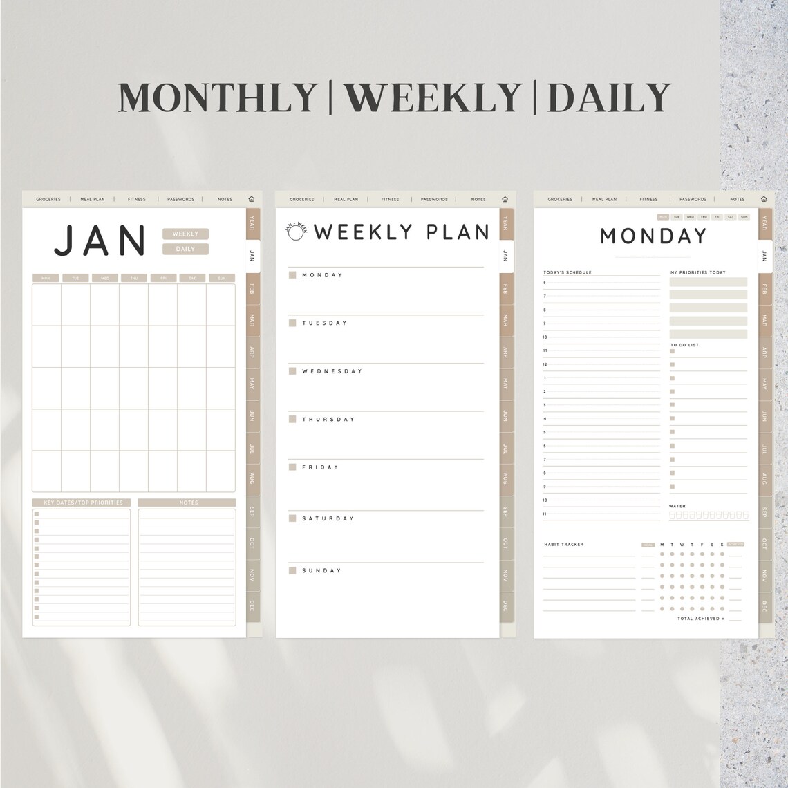 Digital Pocket Planner - Beige Minimal Modern Aesthetic, iPhone ...