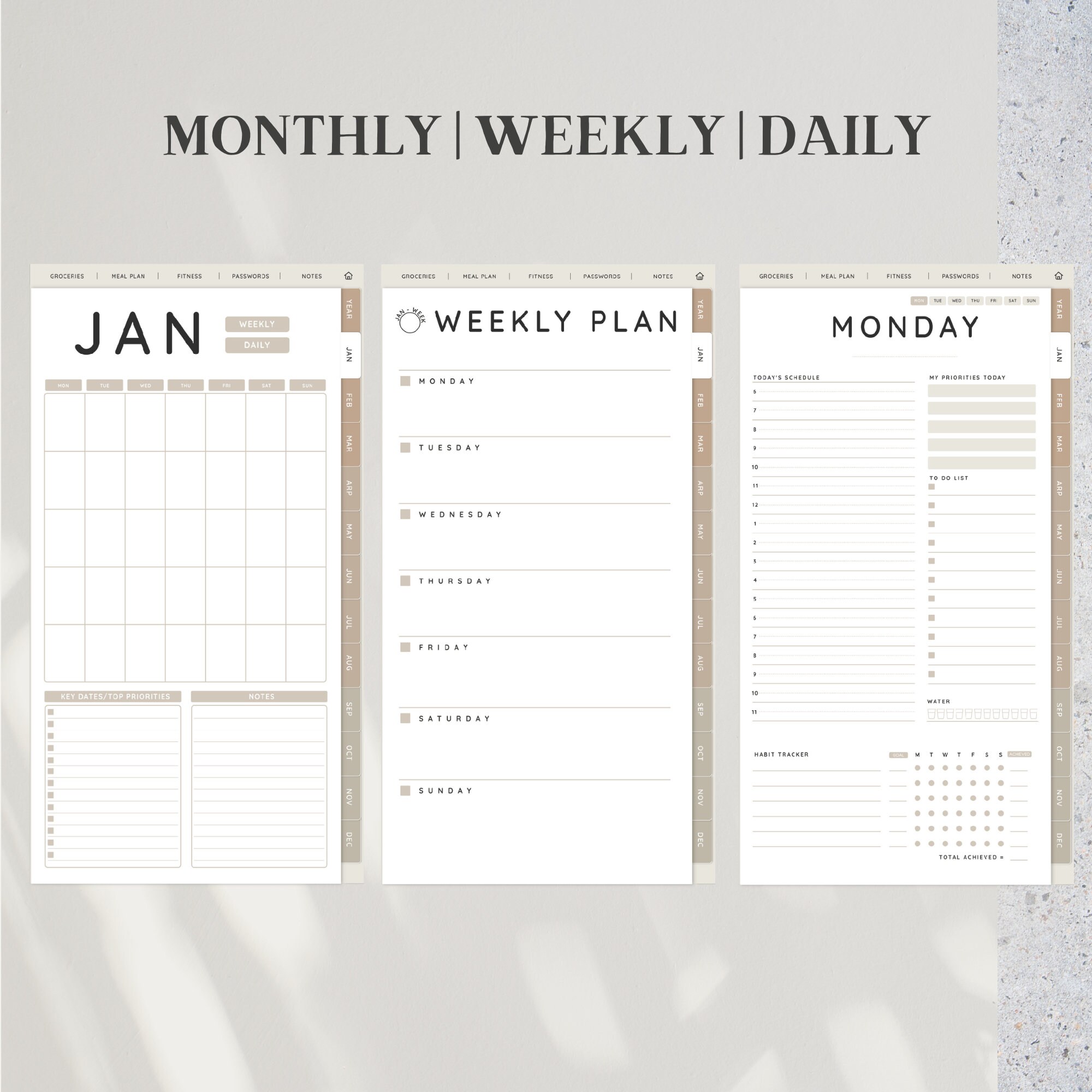 Digital Pocket Planner - Beige Minimal Modern Aesthetic, iPhone ...